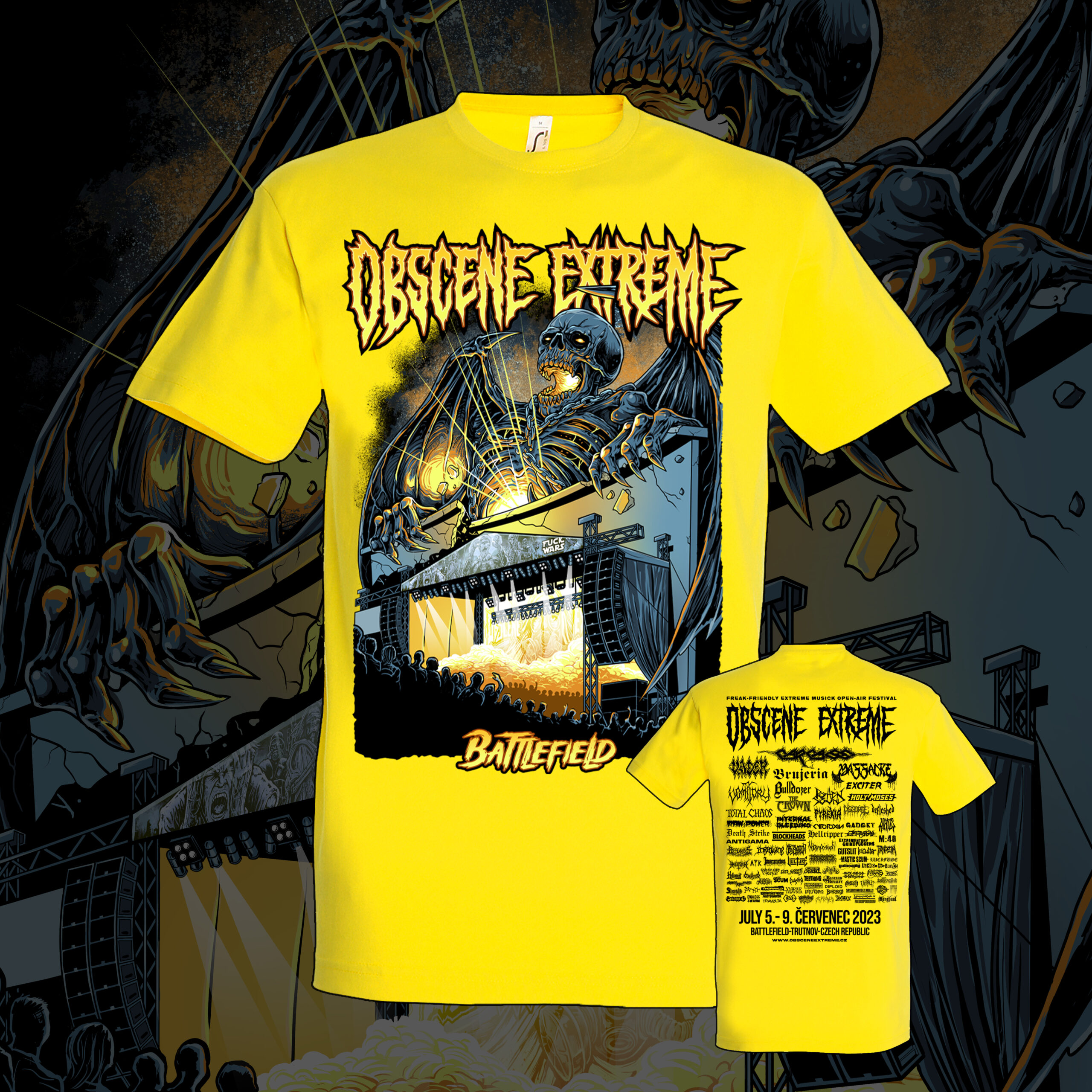 OBSCENE EXTREME merchandise 2023 - BATTLEFIELD - GOLD TS | OBSCENE ...